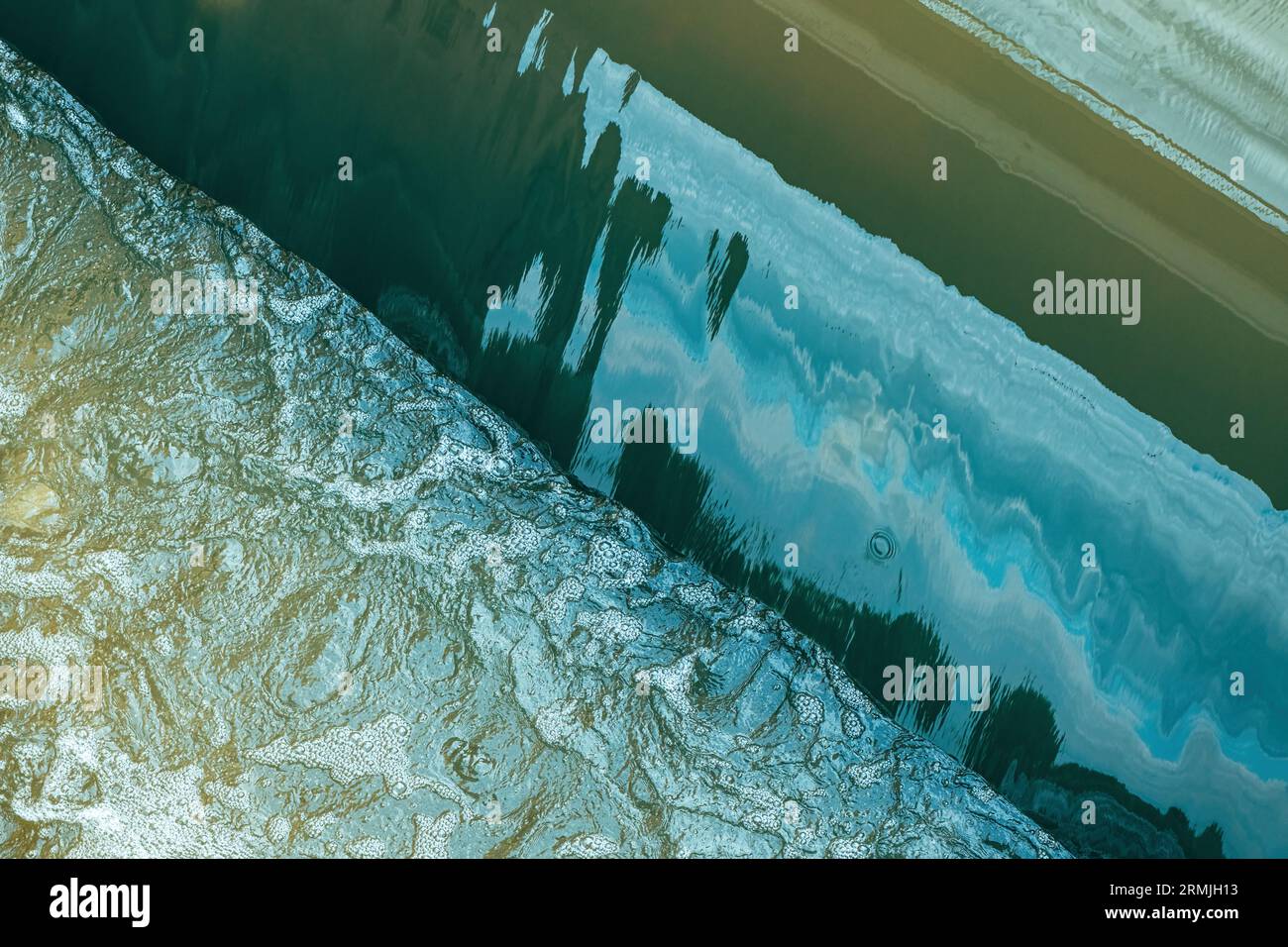 Water dam overflow as natural background, high angle view Stock Photo ...