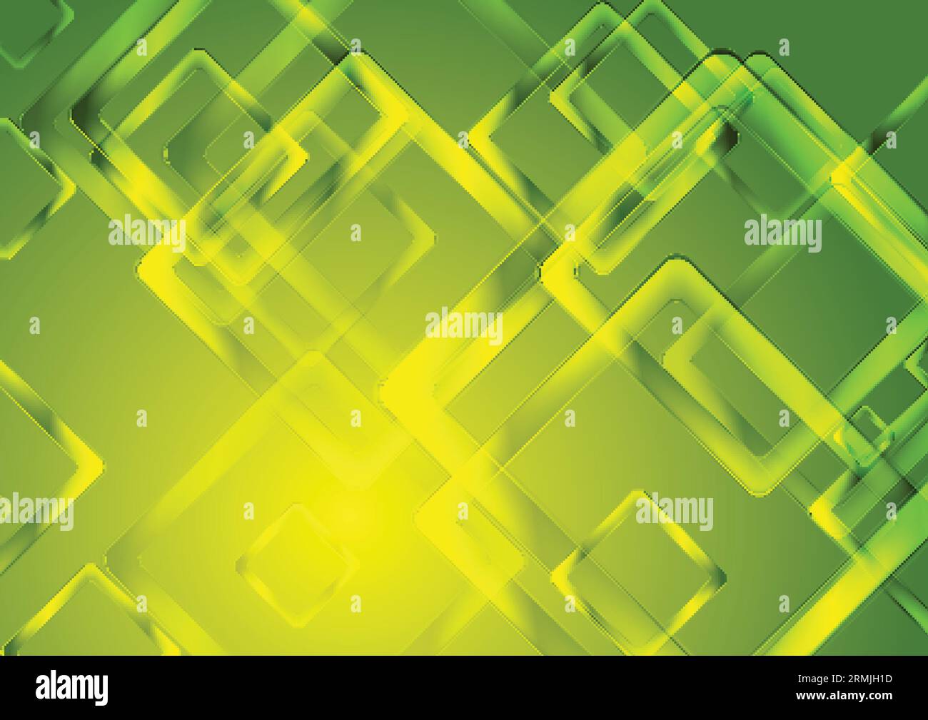 Green and yellow tech geometric background with glossy squares. Vector ...
