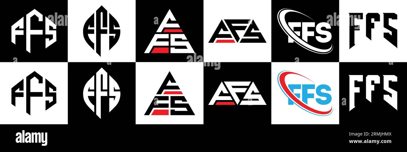 FFS letter logo design in six style. FFS polygon, circle, triangle ...