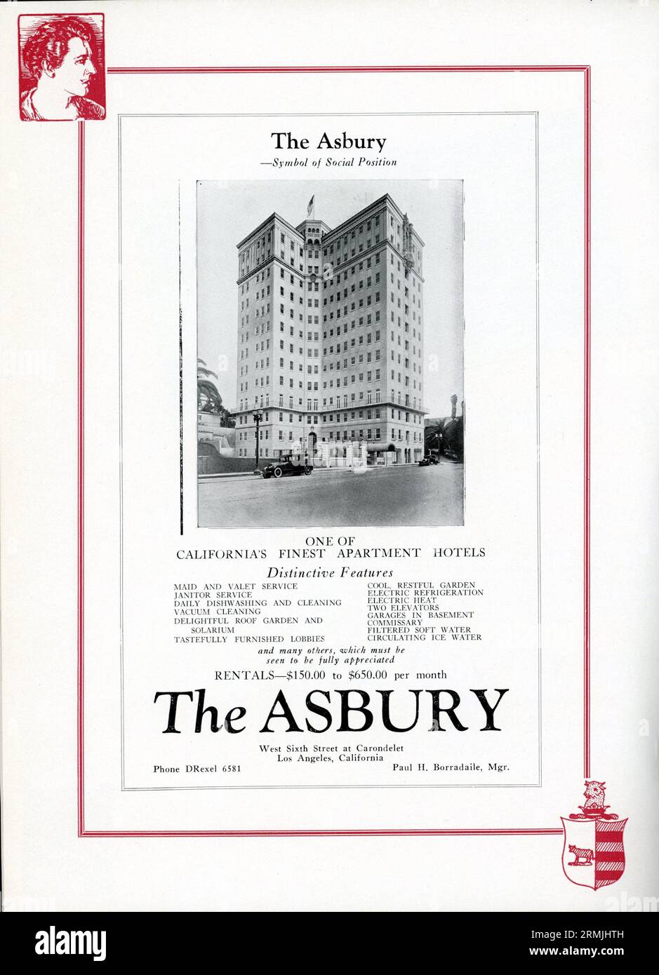 Ad for The Asbury Apartment Hotel in Los Angeles in the premiere ...