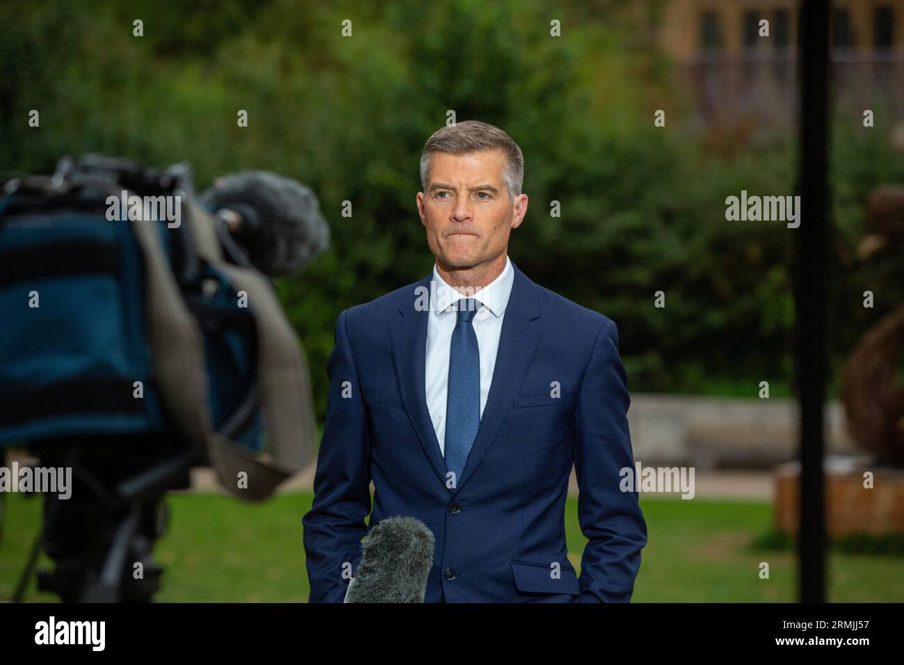 London, England, UK. 29th Aug, 2023. Secretary of State for Transport MARK HARPER is seen in ...