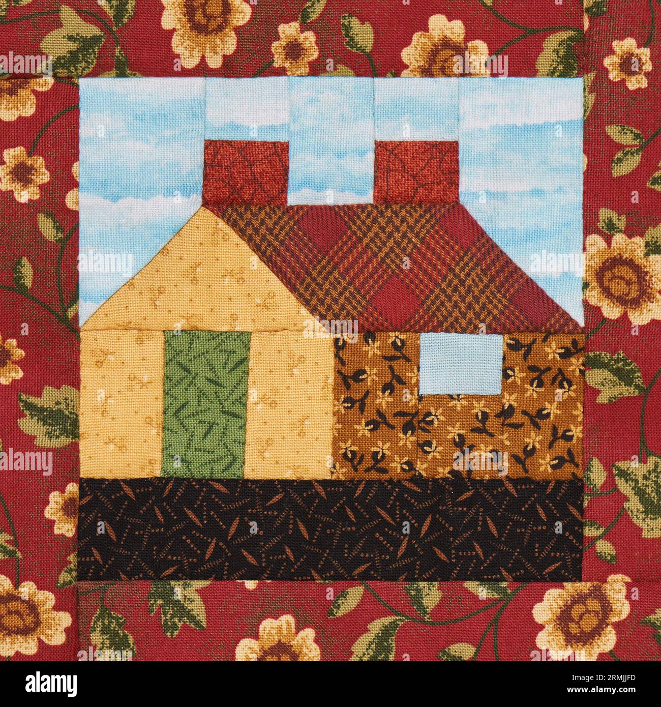 Patchwork block the village house in rustic style Stock Photo - Alamy