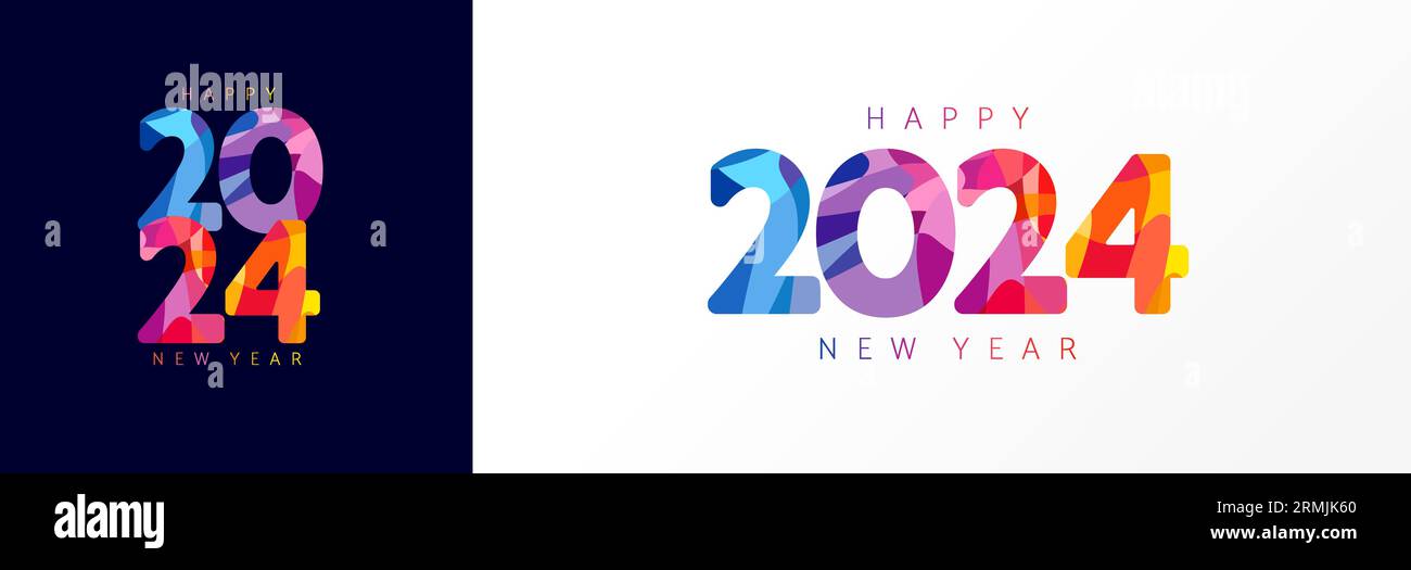 2024 colorful facet New Year numbers logo design concept. Art design ...