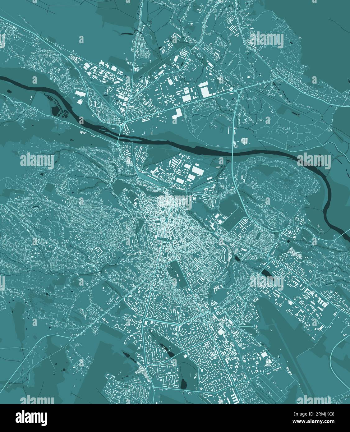 Aqua Chernivtsi map, Ukraine, detailed municipality map, skyline ...