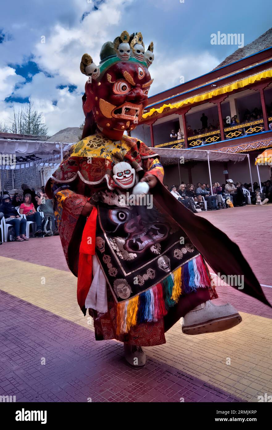 Masked monk dancing at the Takthok Tsechu festival, Sakti, Ladakh ...