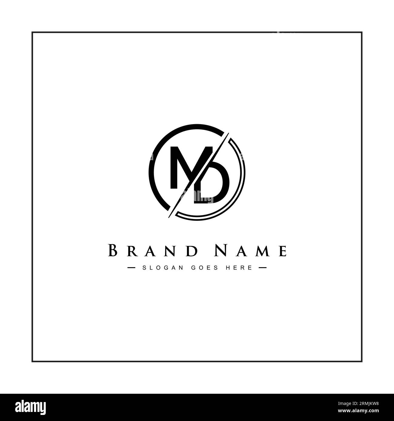 Creative Logo For Initials Md In Monogram Style Vector Template For Initial Letter M And D