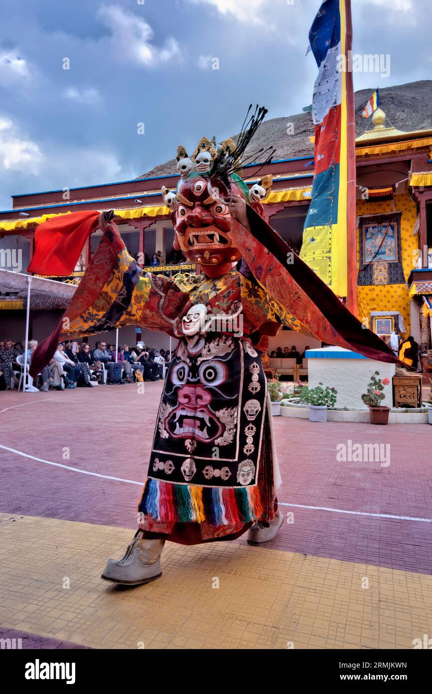 Masked monk dancing at the Takthok Tsechu festival, Sakti, Ladakh ...