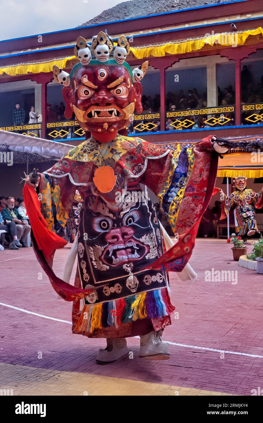 Masked monk dancing at the Takthok Tsechu festival, Sakti, Ladakh ...