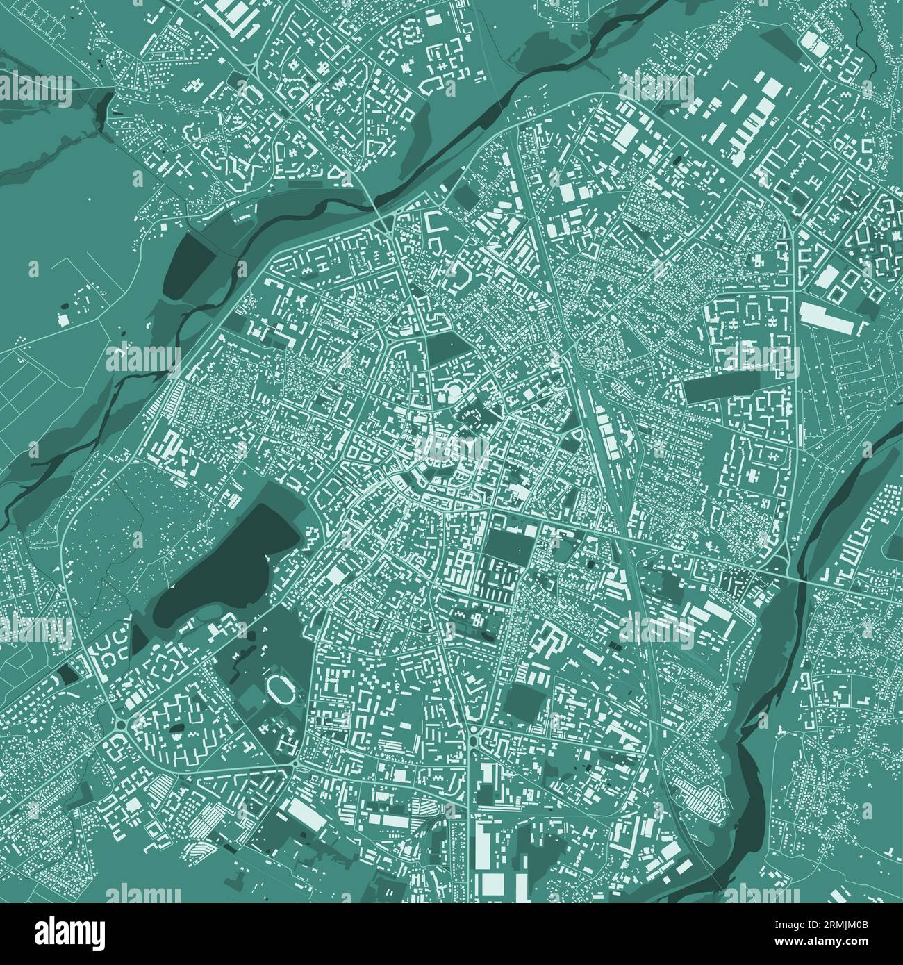 Green Ivano-Frankivsk map, Ukraine, detailed municipality map, skyline ...