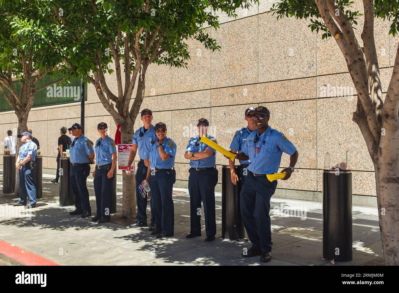 San Francisco, California, 2016. A San Francisco police officer dancing ...
