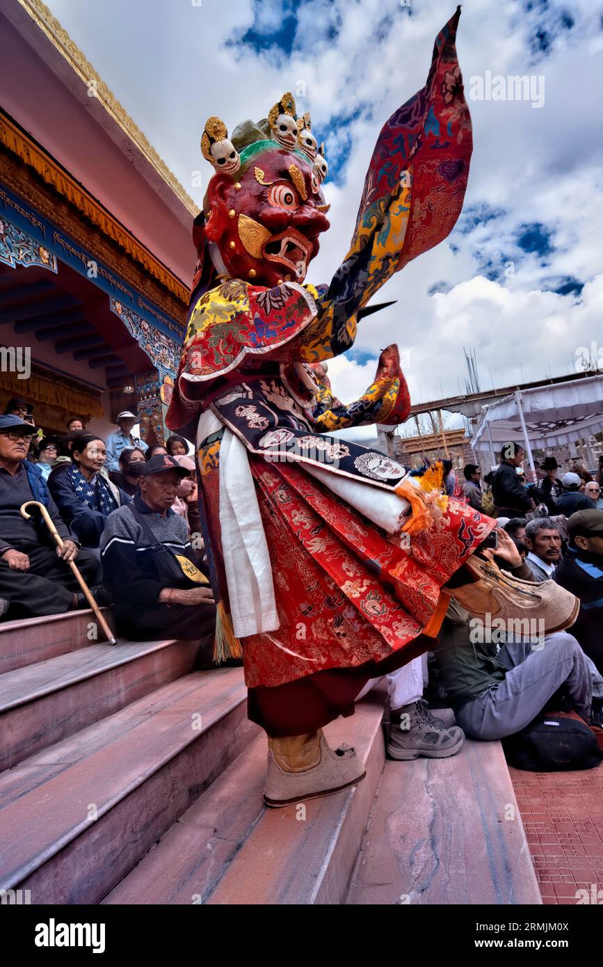 Masked monk dancing at the Takthok Tsechu festival, Sakti, Ladakh ...