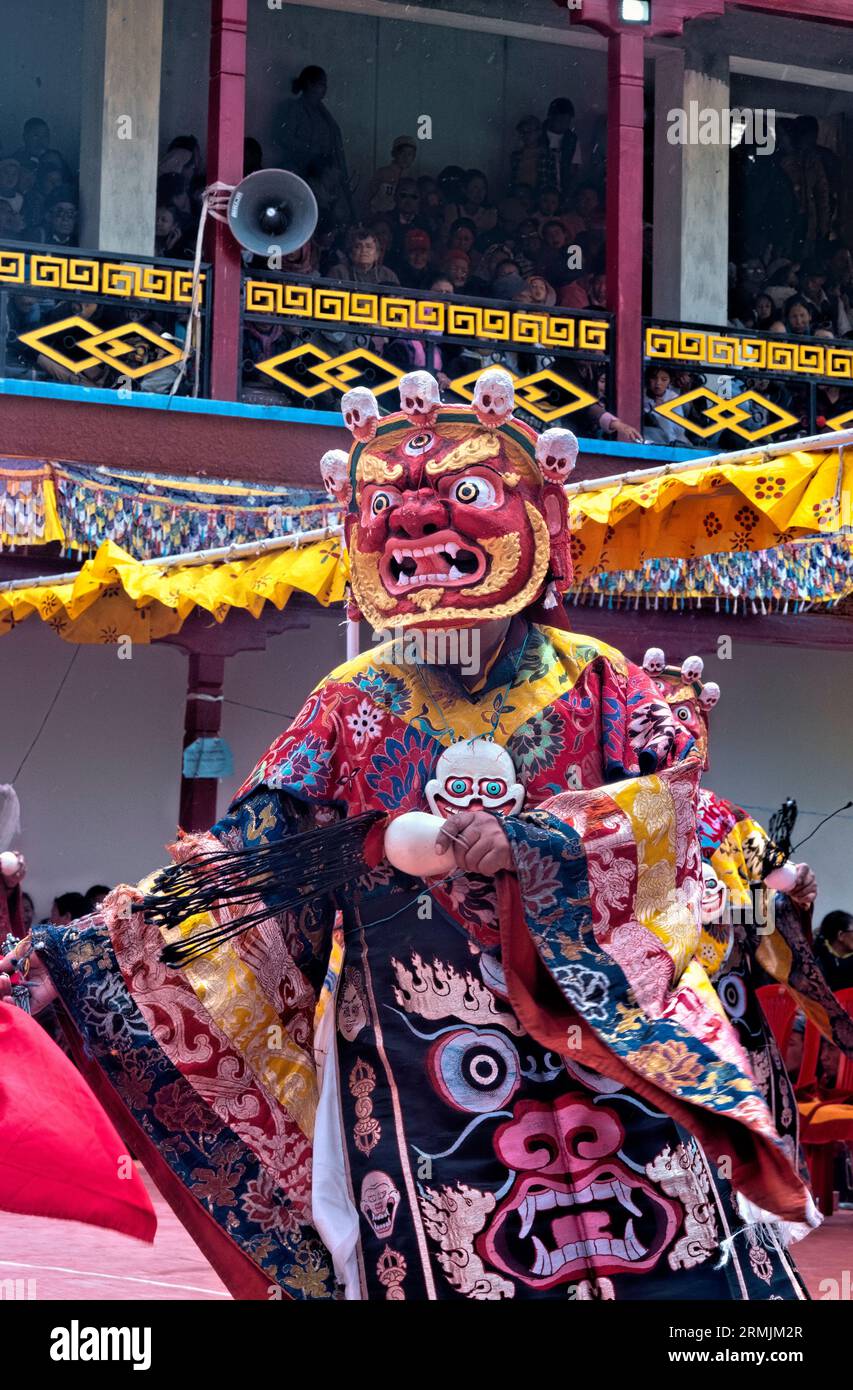 Masked monk dancing at the Takthok Tsechu festival, Sakti, Ladakh ...