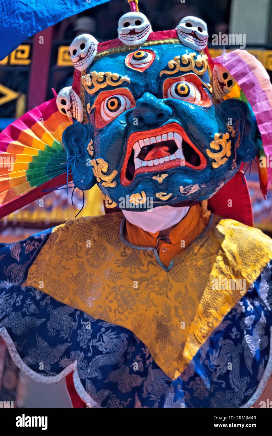Masked monk dancing at the Takthok Tsechu festival, Sakti, Ladakh ...