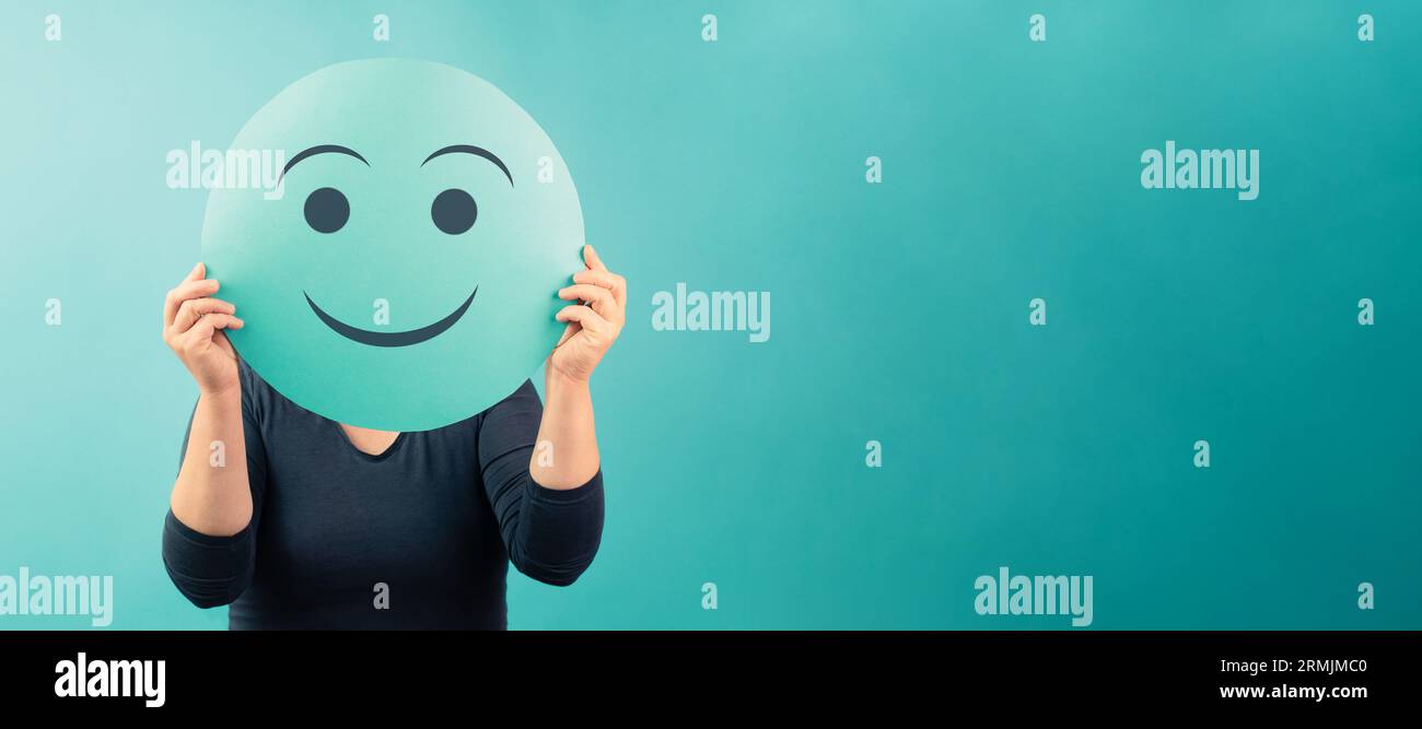 Head with a happy smiling face, mental health concept, positive ...