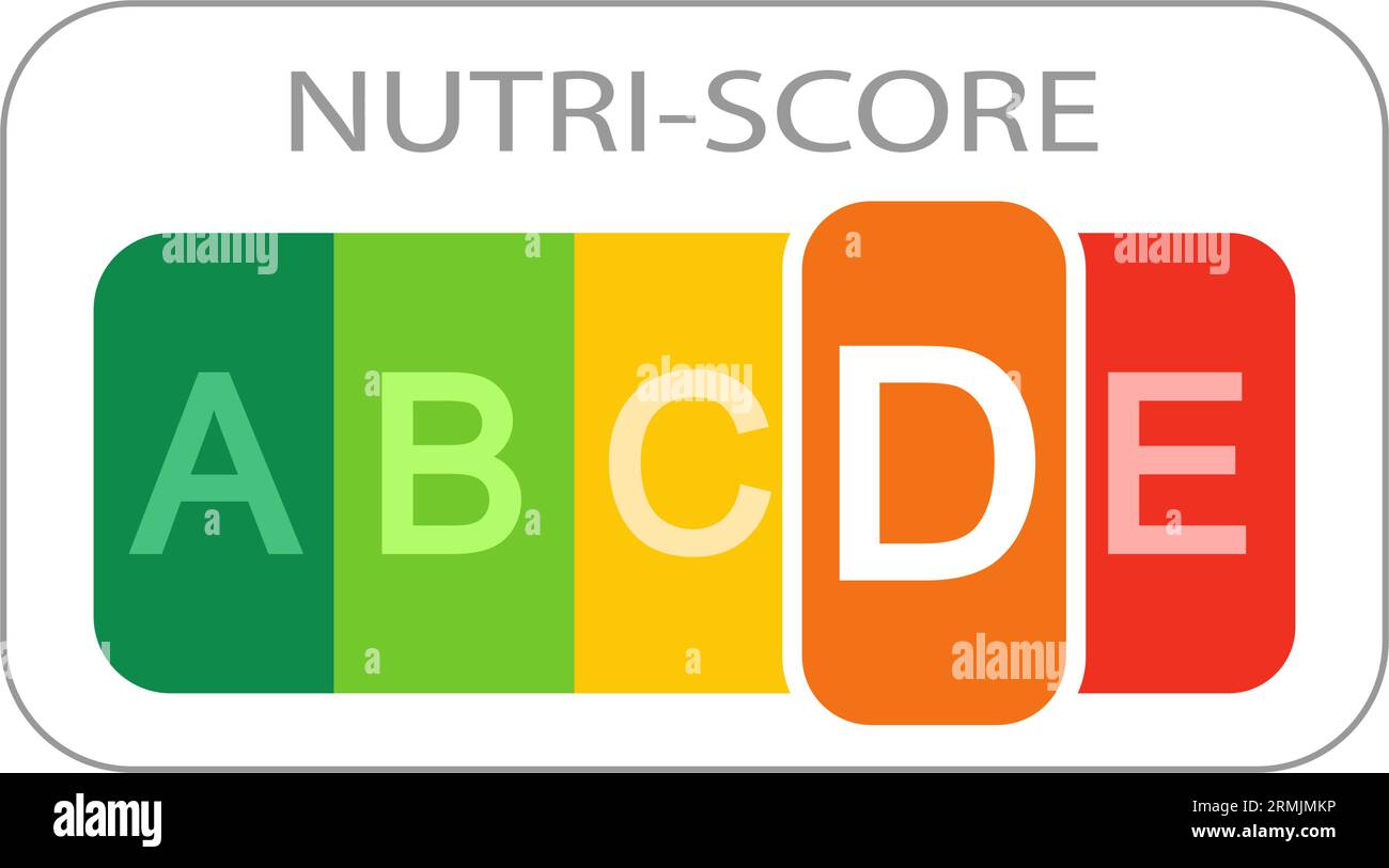 Nutri Score label with detached D classification letter on white ...