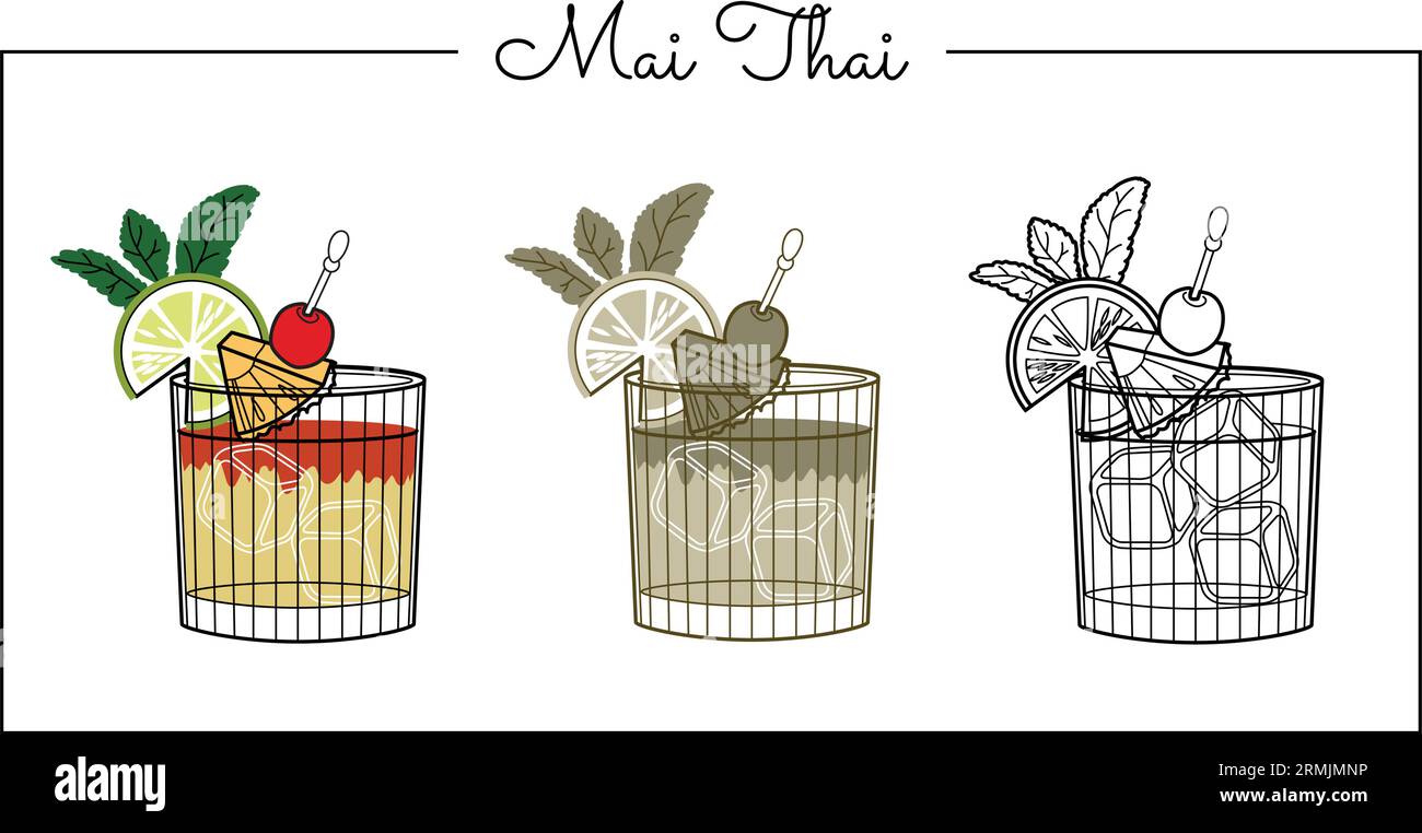 Vector alcohol drink line art illustration Stock Vector Image & Art - Alamy