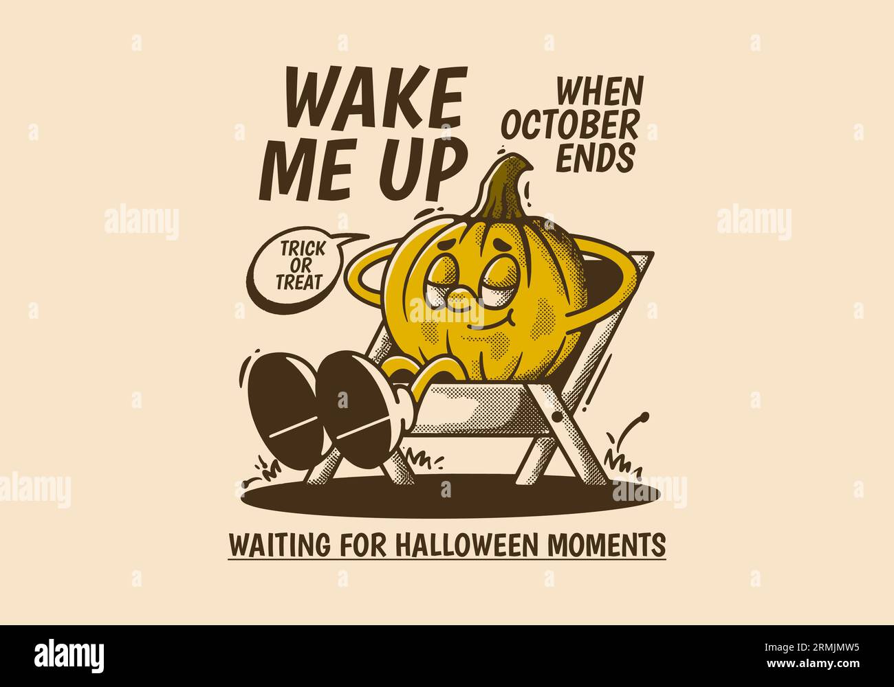Wake me up when october ends, halloween pumpkin character sleep on the ...