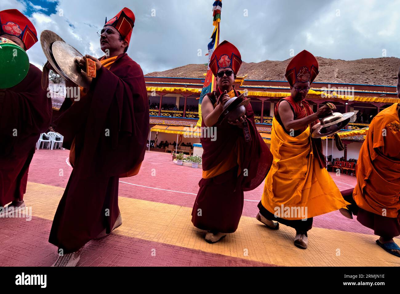 Monks dancing at the Takthok Tsechu festival, Sakti, Ladakh, India ...