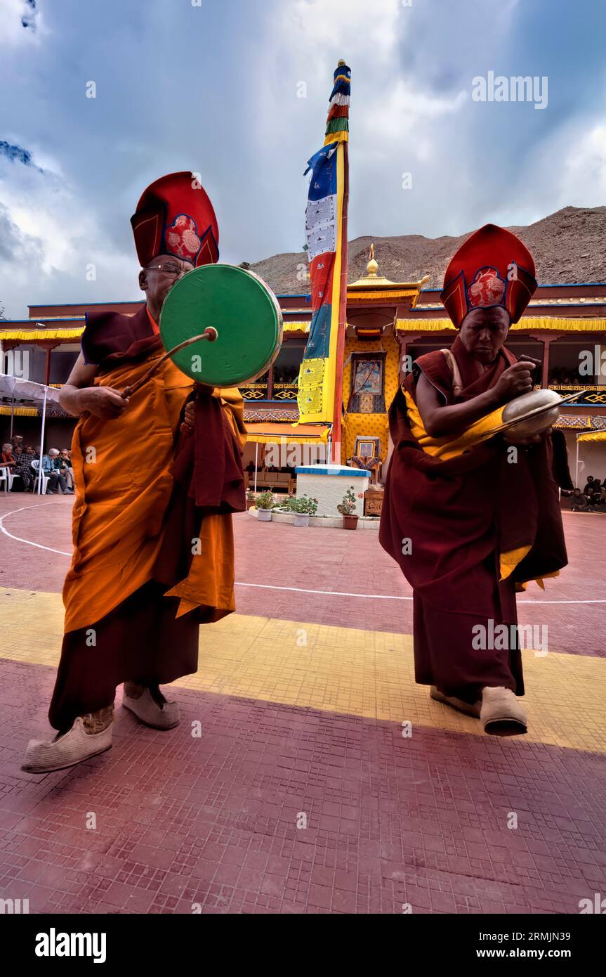 Monks dancing at the Takthok Tsechu festival, Sakti, Ladakh, India ...