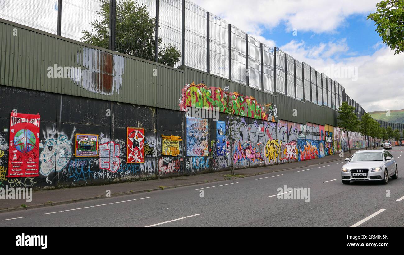 Northern Ireland, Belfast: graffiti along one of the city's numerous ...