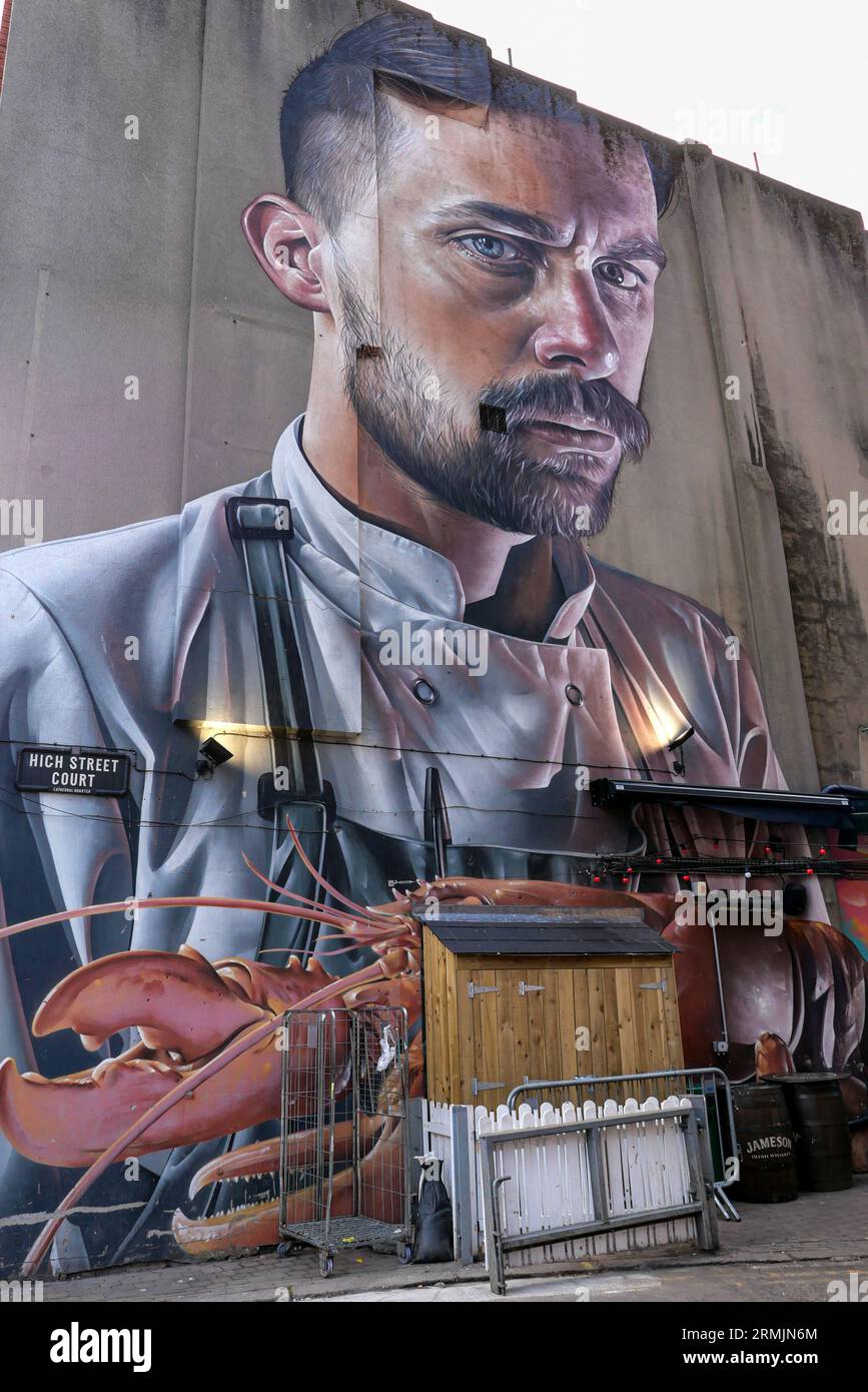 Northern Ireland, Belfast: The Lobster Cook, mural in the city center ...