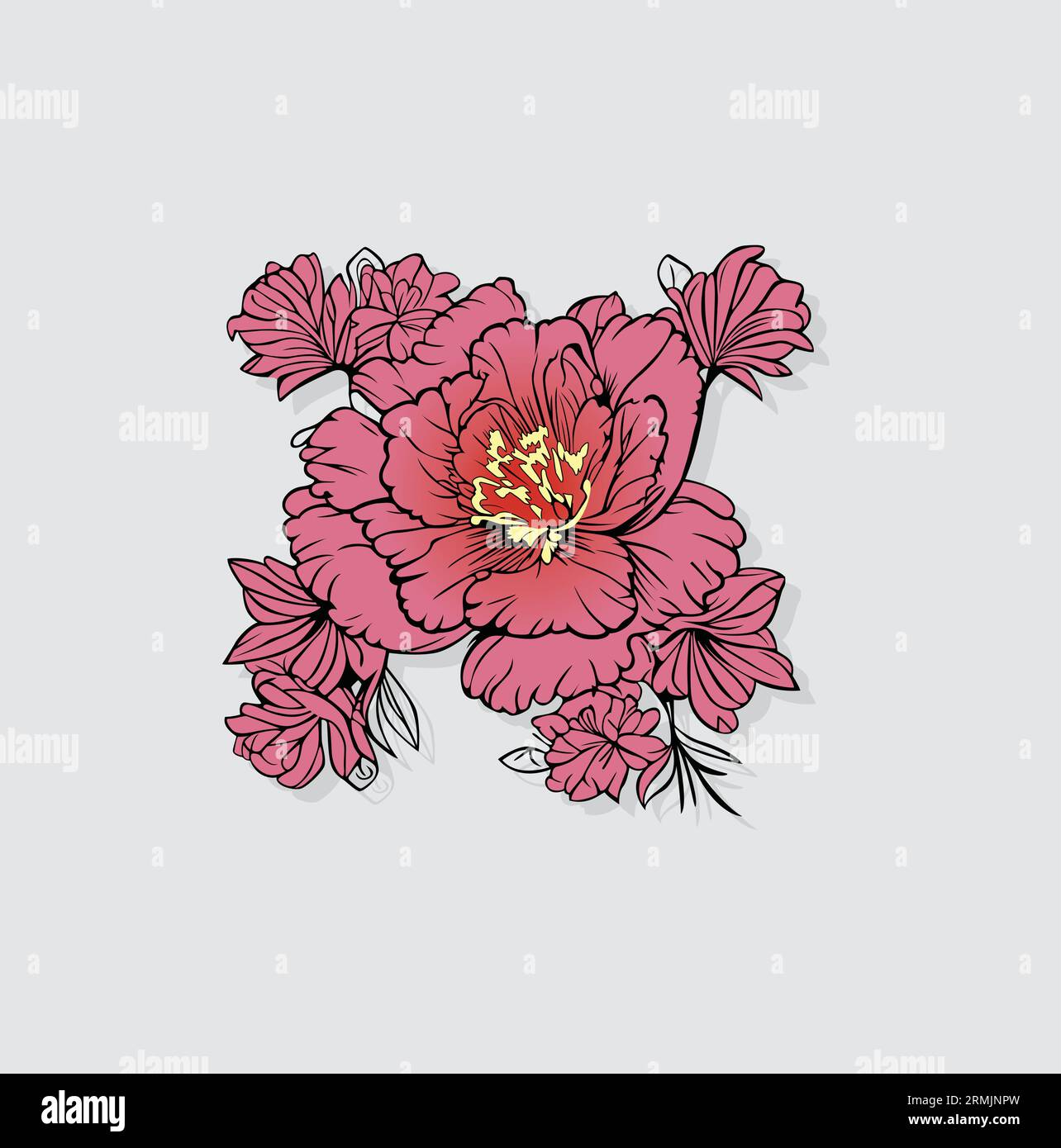 Tropical Flower vector outline on a white Background Stock Vector Image ...