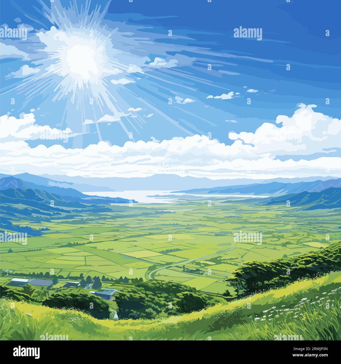 A drawing of Fiji, Travel Illustration, sunny weather, bright detailled ...