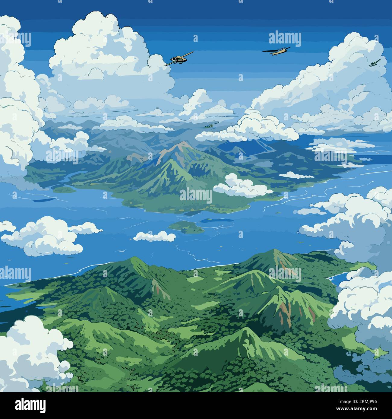 A drawing of Whitsunday Islands, Travel Illustration, sunny weather ...