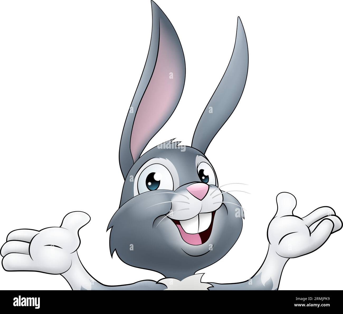 Easter Bunny Rabbit Cartoon Character Peeking Sign Stock Vector Image ...