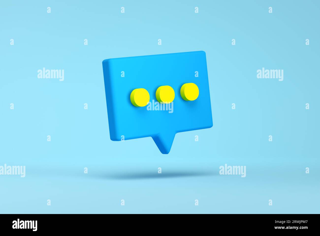Three dots on blue speech bubble. Conversation, chat, comment or online ...