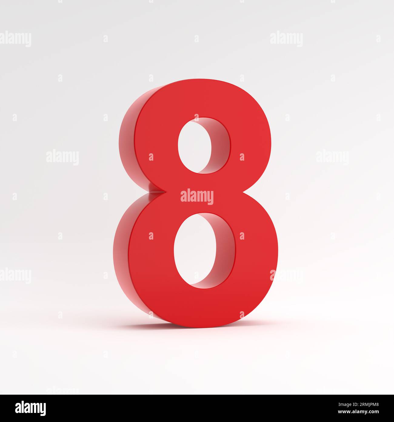 Red number eight 8 on white background. 3D render Stock Photo - Alamy