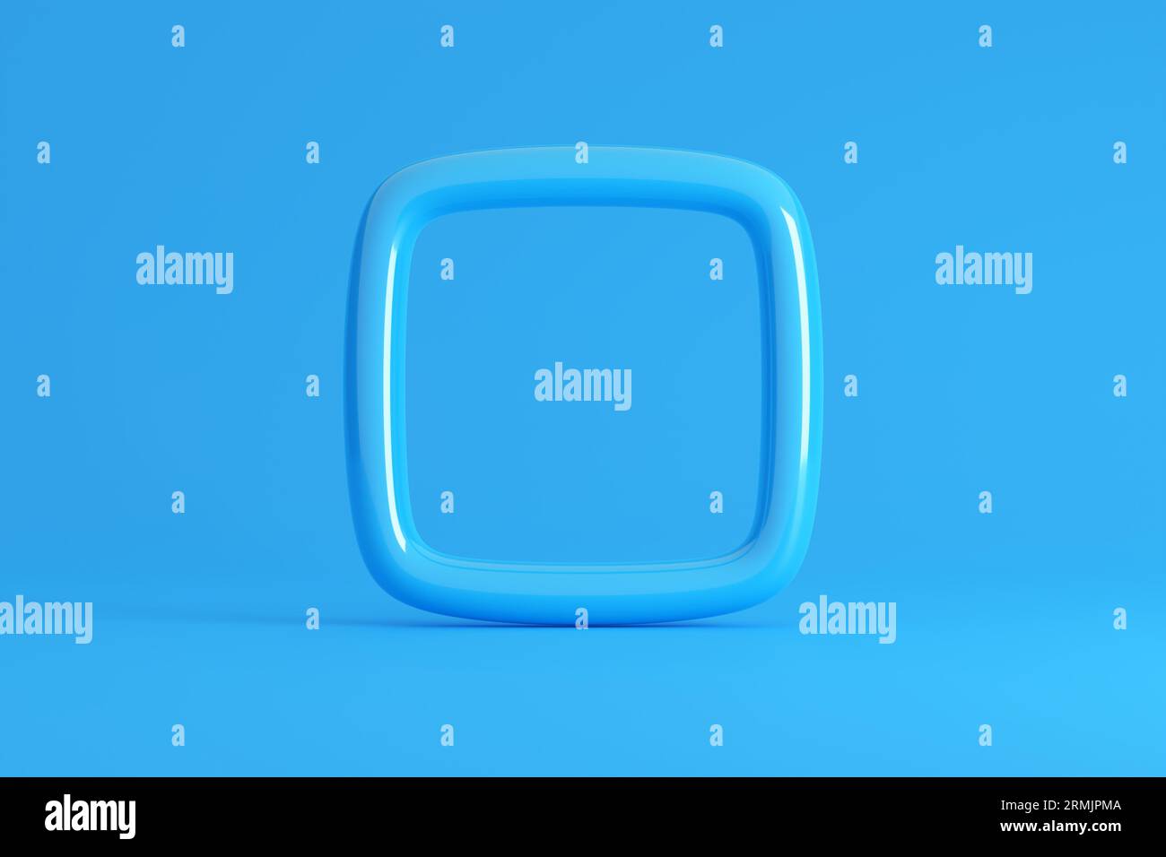 Blue glass or ceramic frame on dark background. Abstract 3d render ...