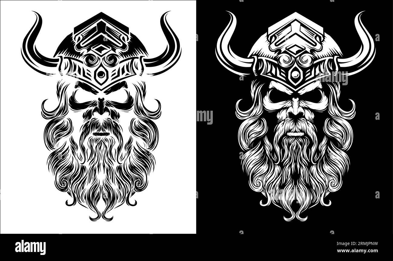 Viking Warrior Man Strong Mascot Face in Helmet Stock Vector Image ...