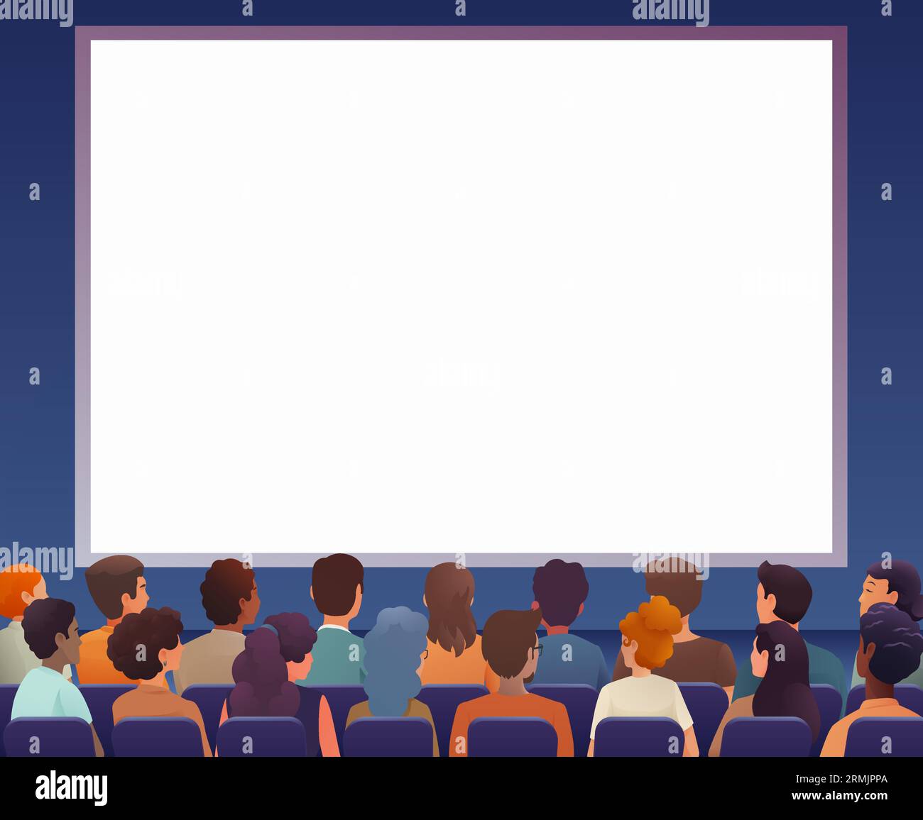 Audience People Presentation Screen Cinema Movie Stock Vector Image ...