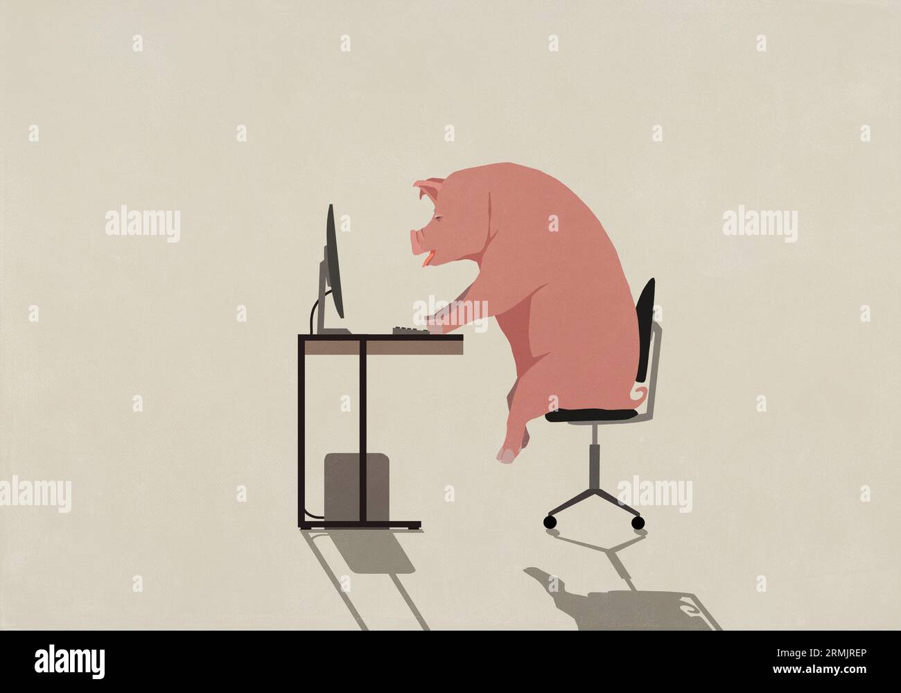 Pig working at computer in office Stock Photo - Alamy