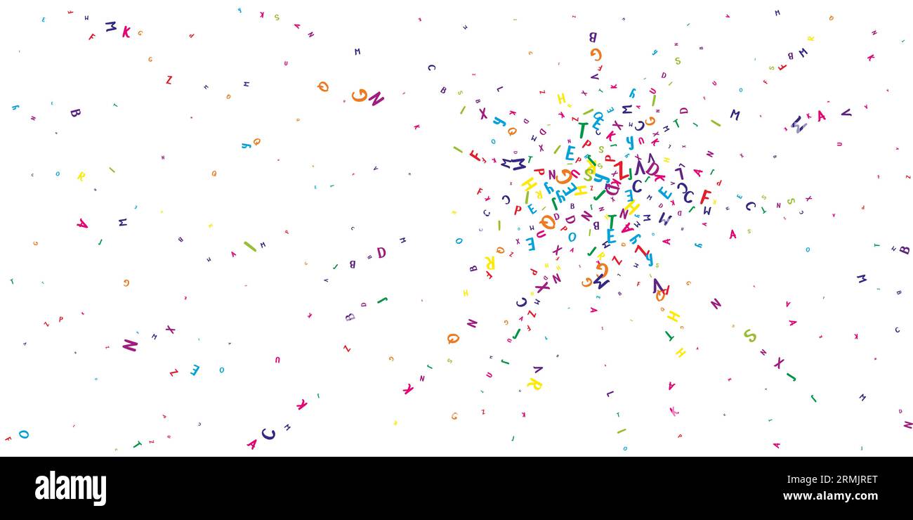 Scattered letters of latin alphabet. Colorful childish floating ...