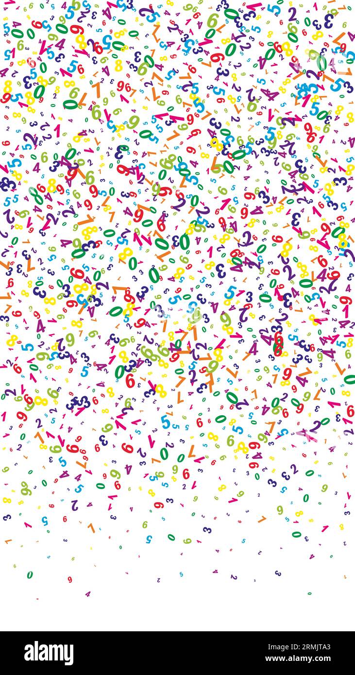 Falling colorful numbers. Math study concept with flying digits. Back ...