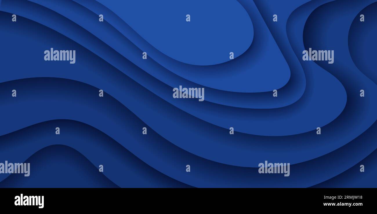 Abstract Dark Blue Paper And Overlap Wave Curve Line Dimension Modern