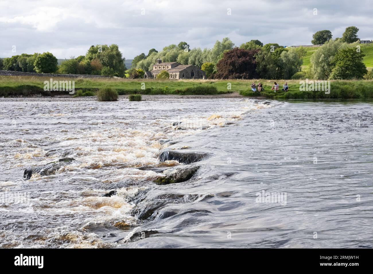 Linton Stepping Stones across the River Wharfe leading to St Michael ...