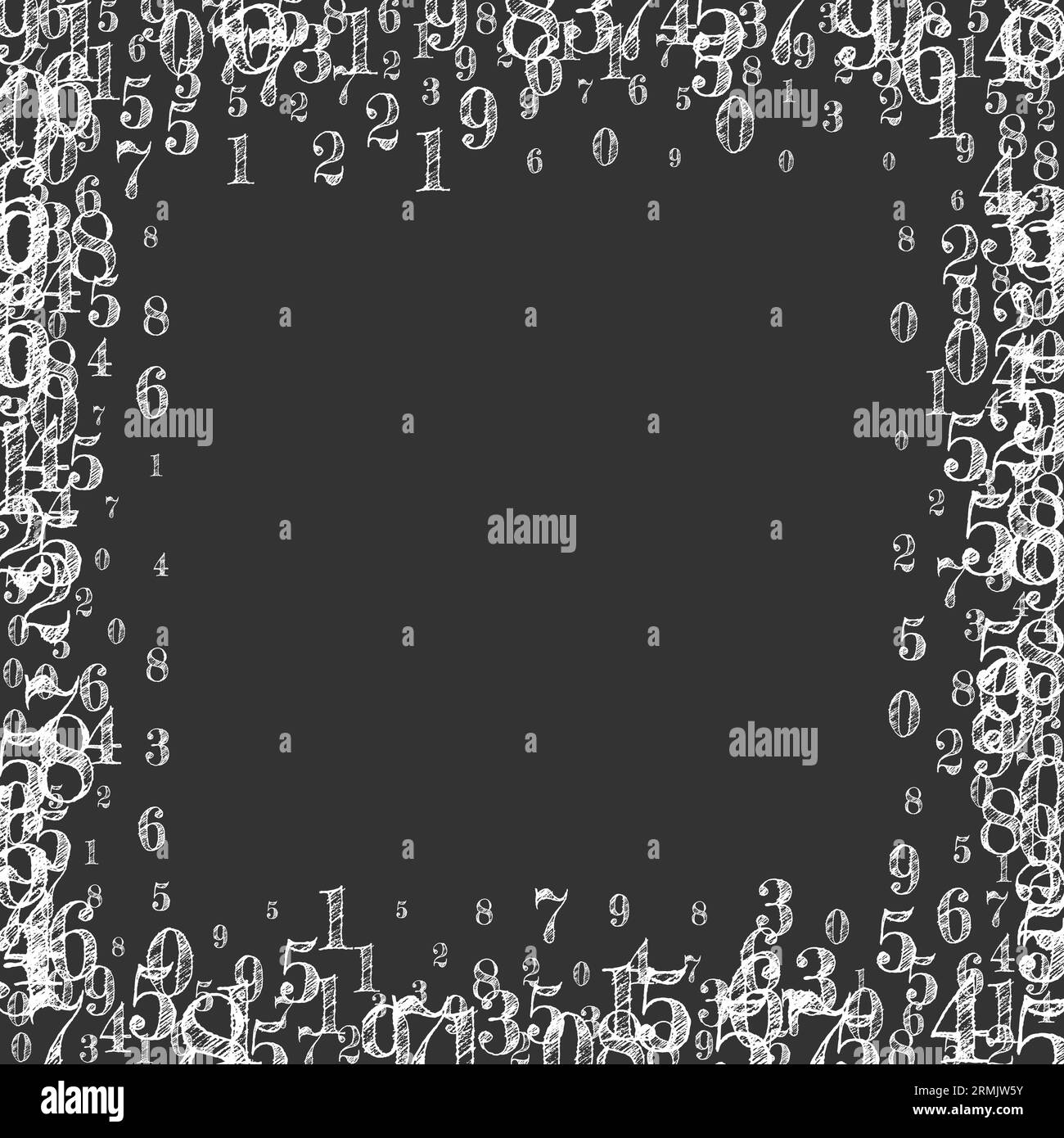 School math notebook cover. White chalk numbers floating in the air ...