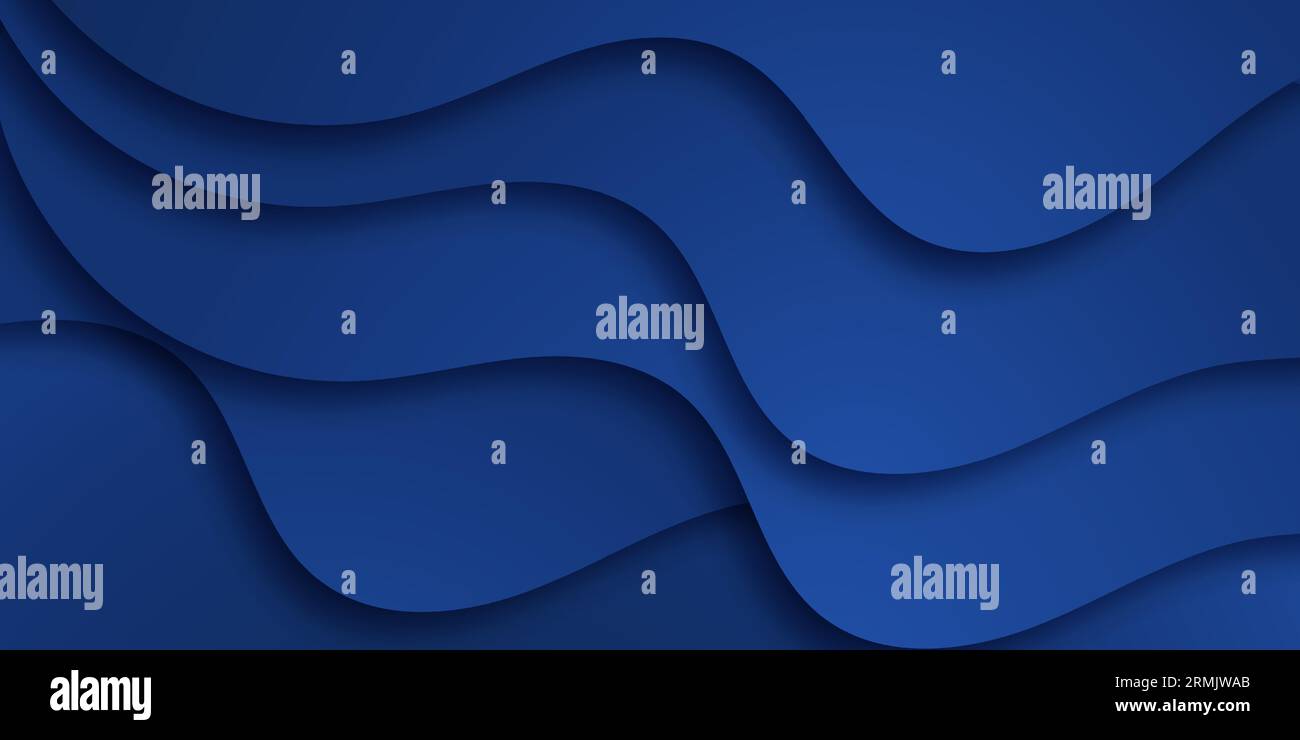 Abstract Dark Blue Paper And Overlap Wave Curve Line Dimension Modern Website Banner Design