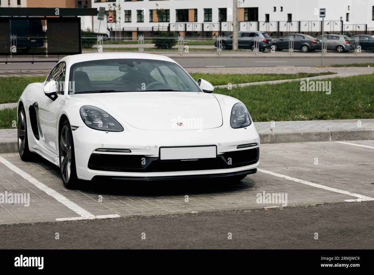 Minsk, Belarus, August 2023 - Premium Porsche car. front view. Porsche ...