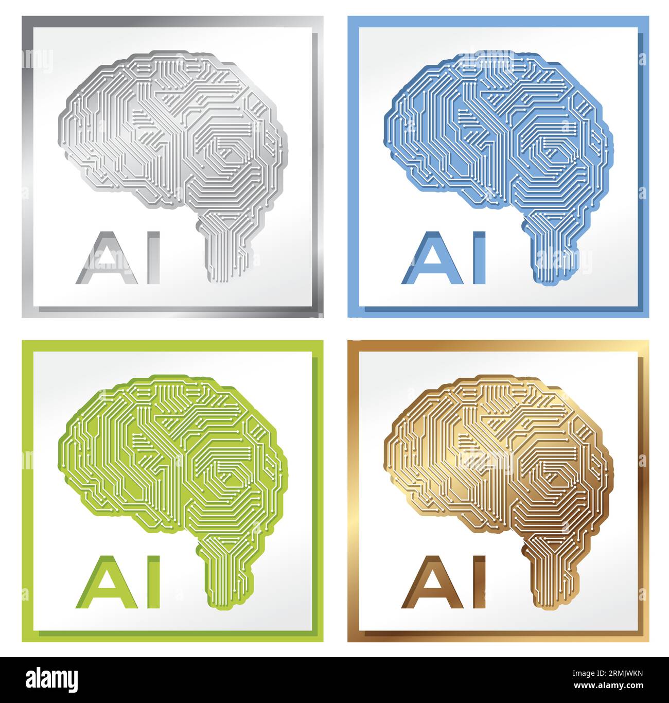 Artificial Intelligence Vector Concept Illustration Set Isolated On A ...