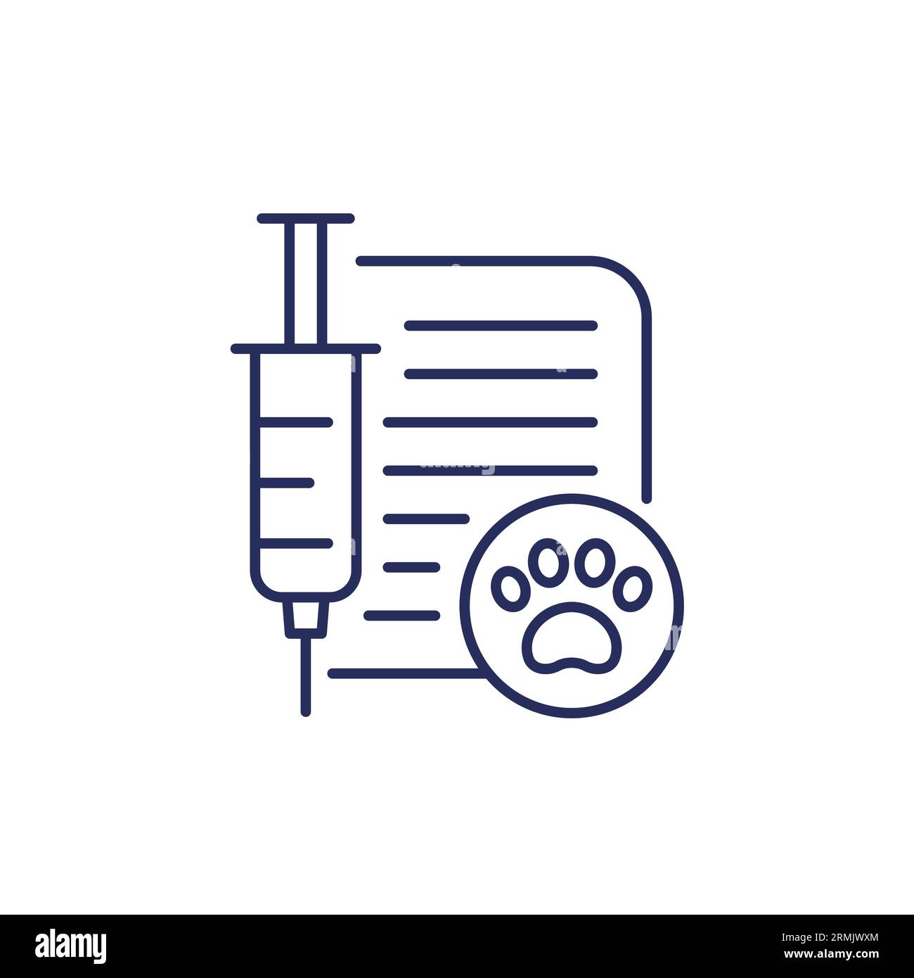 dog vaccination certificate line icon on white Stock Vector Image & Art ...