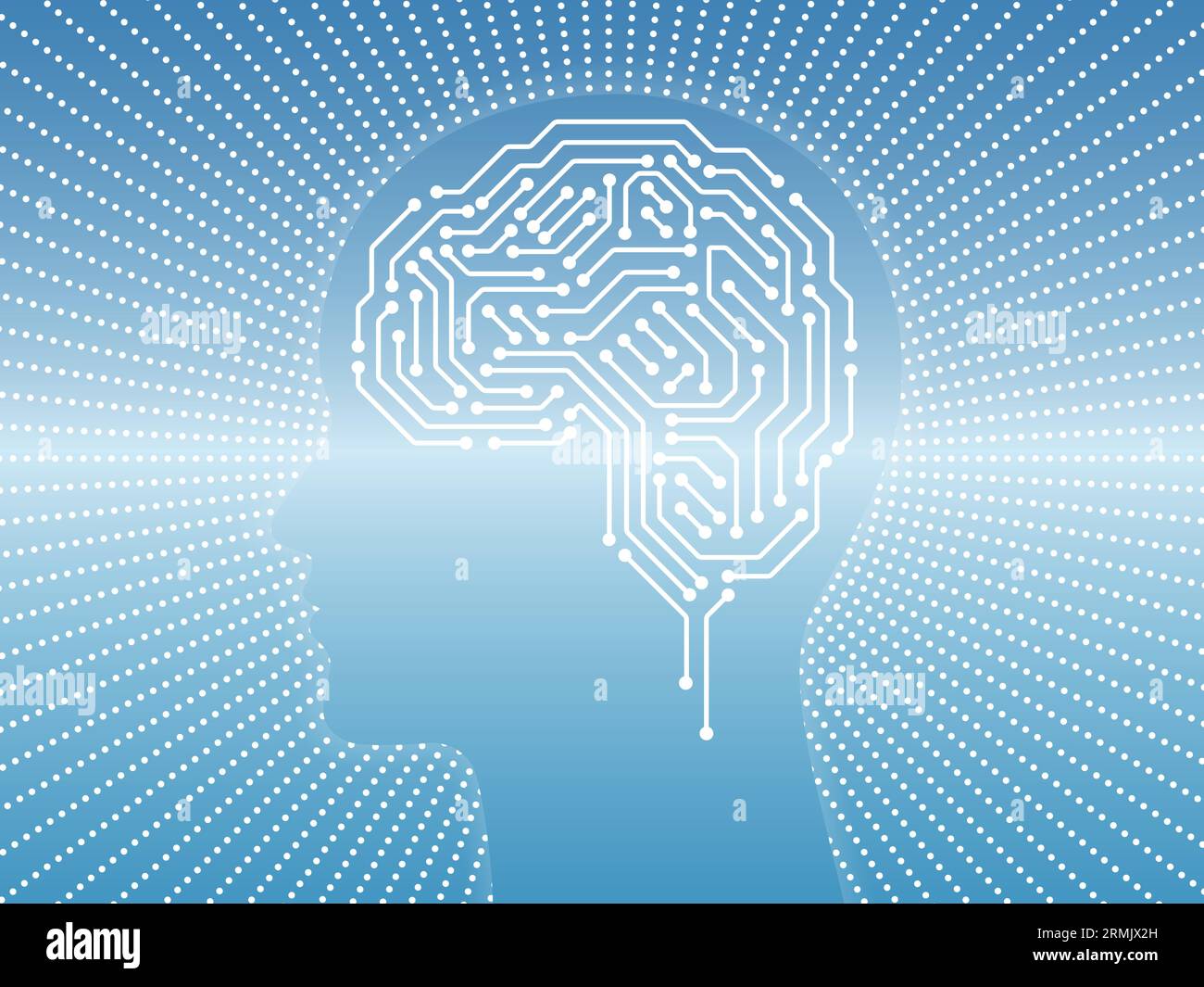 Artificial Intelligence Vector Concept Illustration With A Human Head Silhouette And Electronic ...