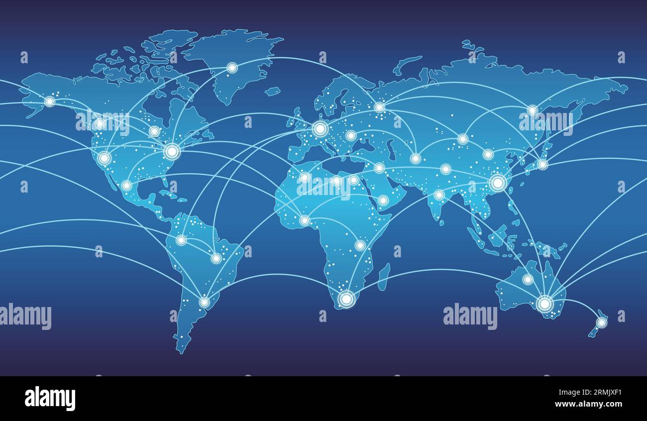 Vector Global Telecommunications Network System Concept Illustration ...