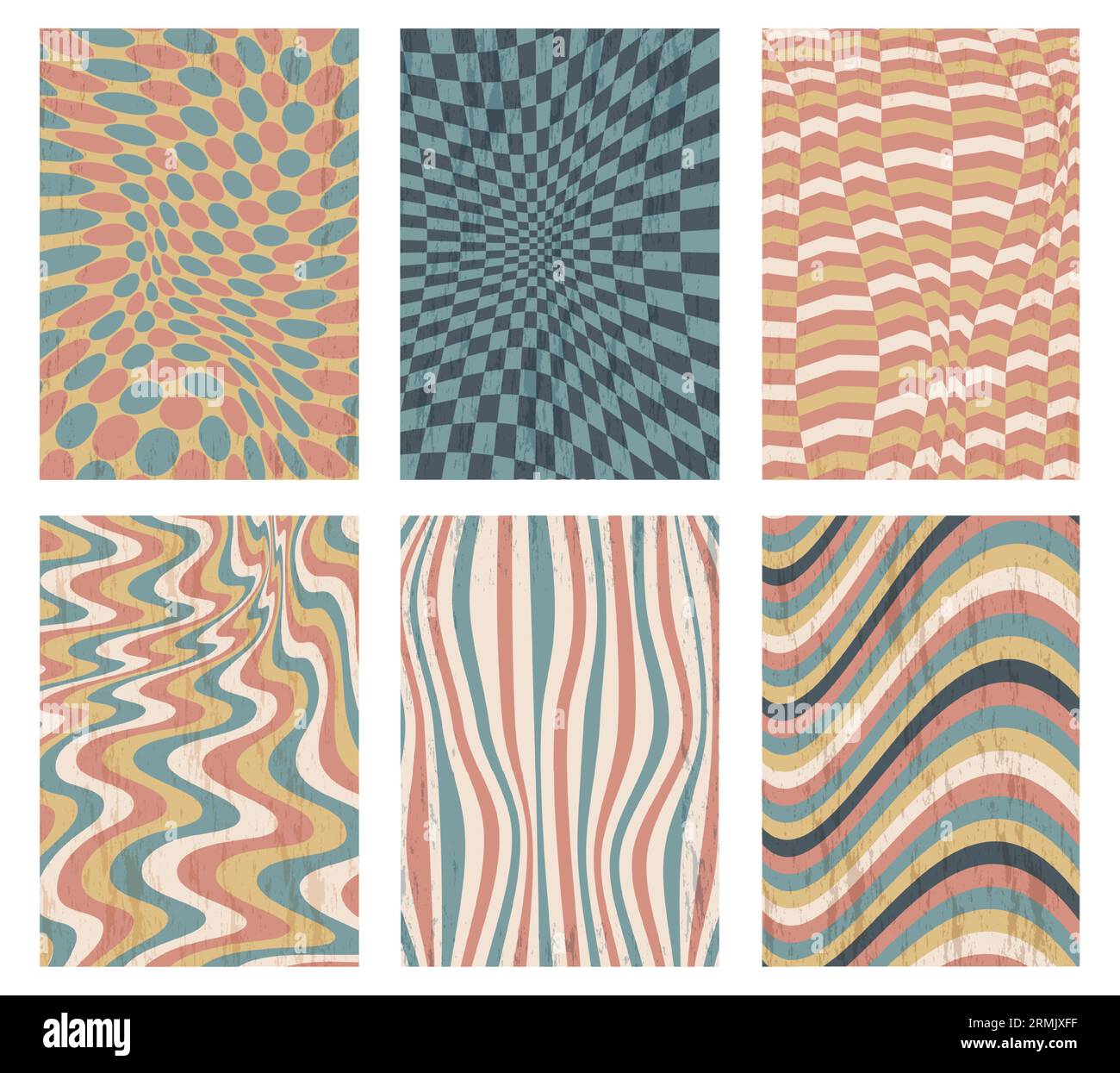 Hippie poster background. Retro groovy geometric texture, psychedelic ...