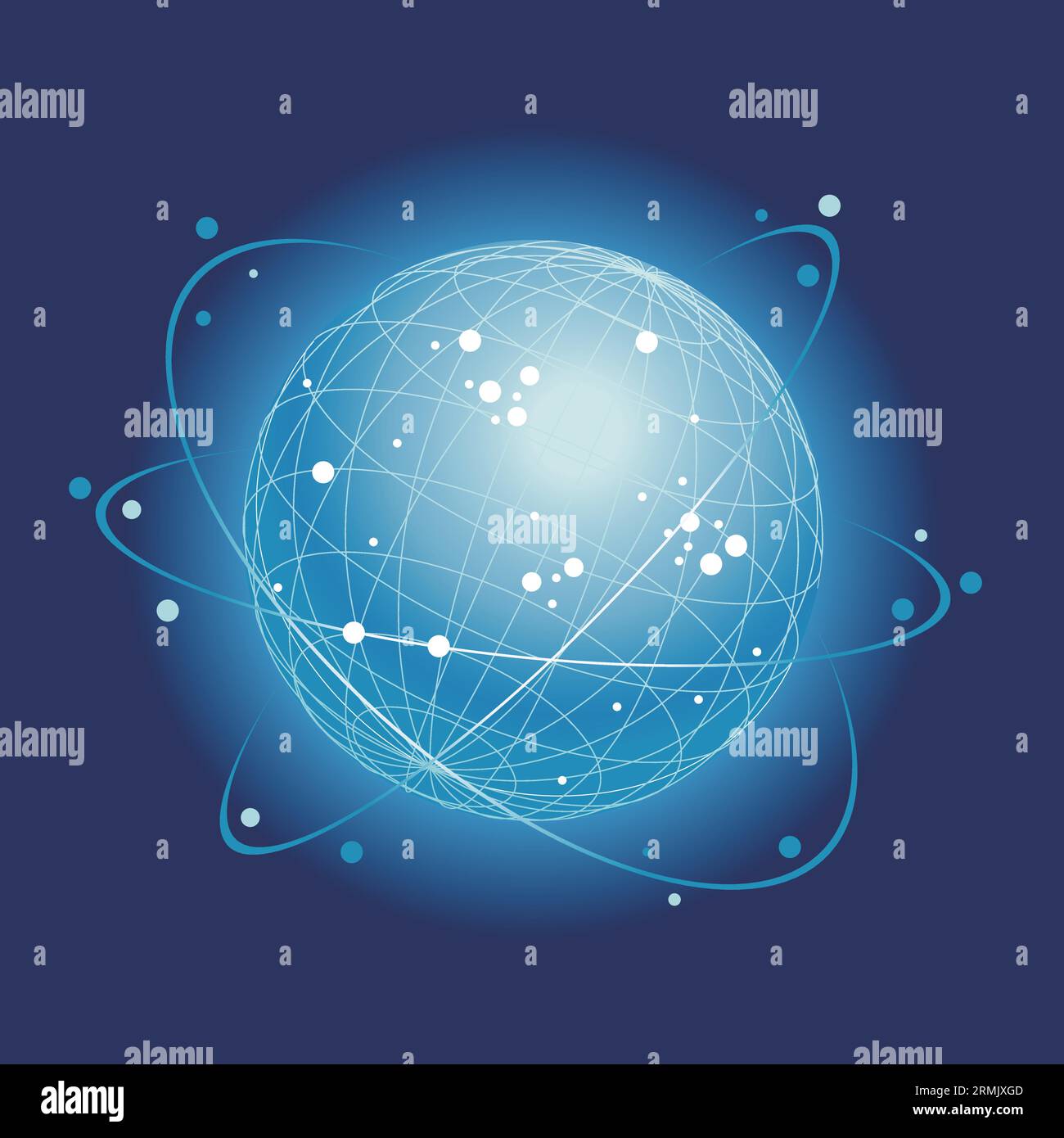Global Network System Vector Concept Illustration With Satellites ...
