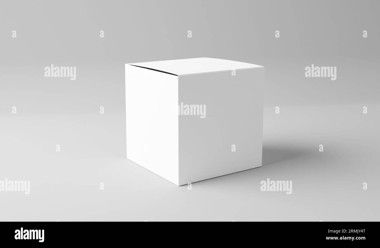 White box mockup, blank box template isolated on white in 3d rendering ...