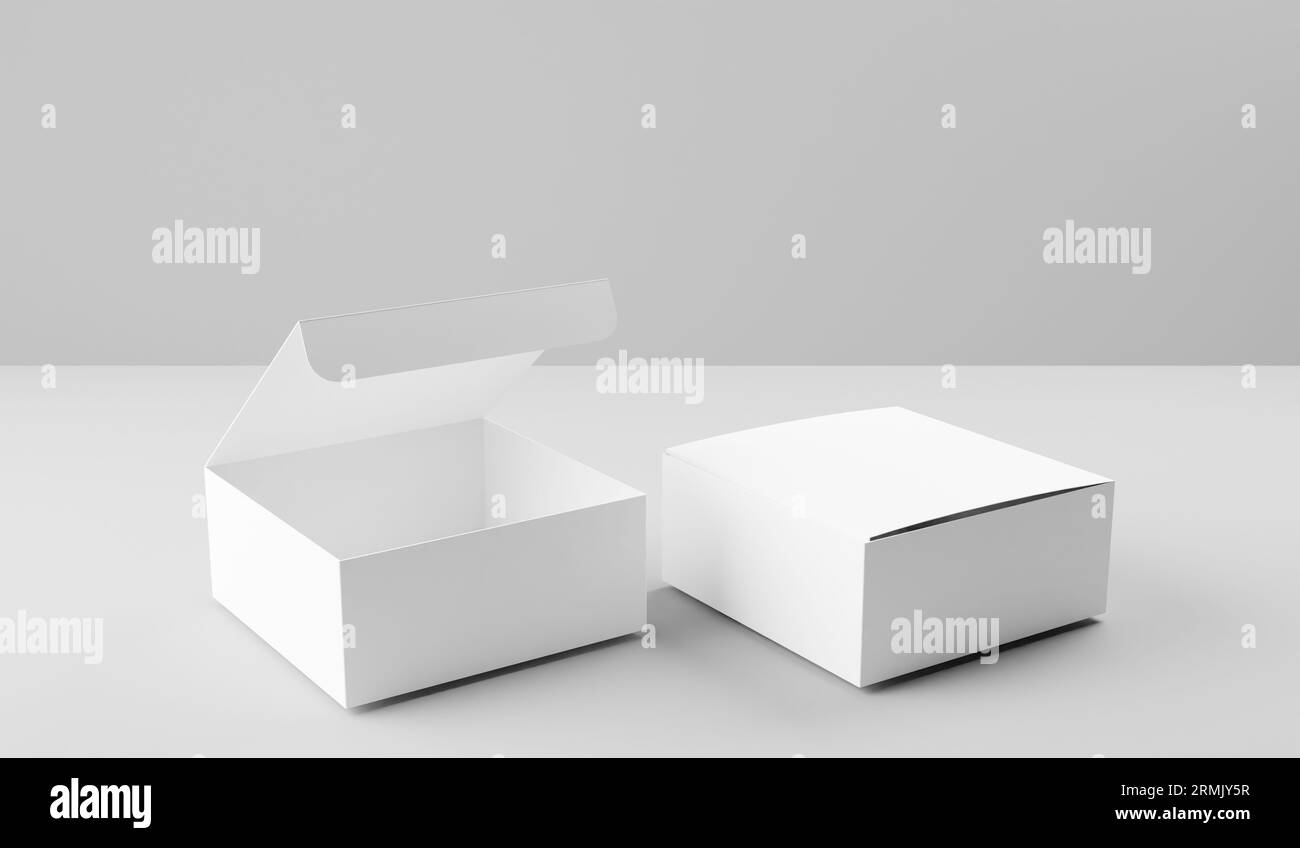 White box mockup isolated on white background. 3D rendering Stock Photo ...